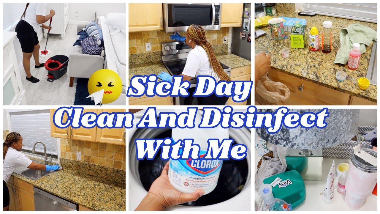 SICK 😷 DAY 🤧 CLEAN AND DISINFECT WITH ME | CLEANING UP AFTER SICK KIDS ...