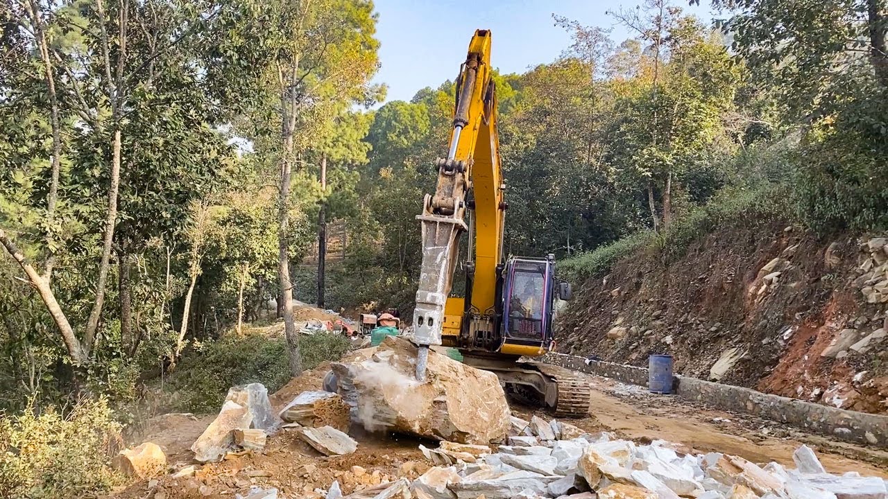 JCB Stone Breaker Breaking and Cutting Rock | JCB Excavator Breaking ...
