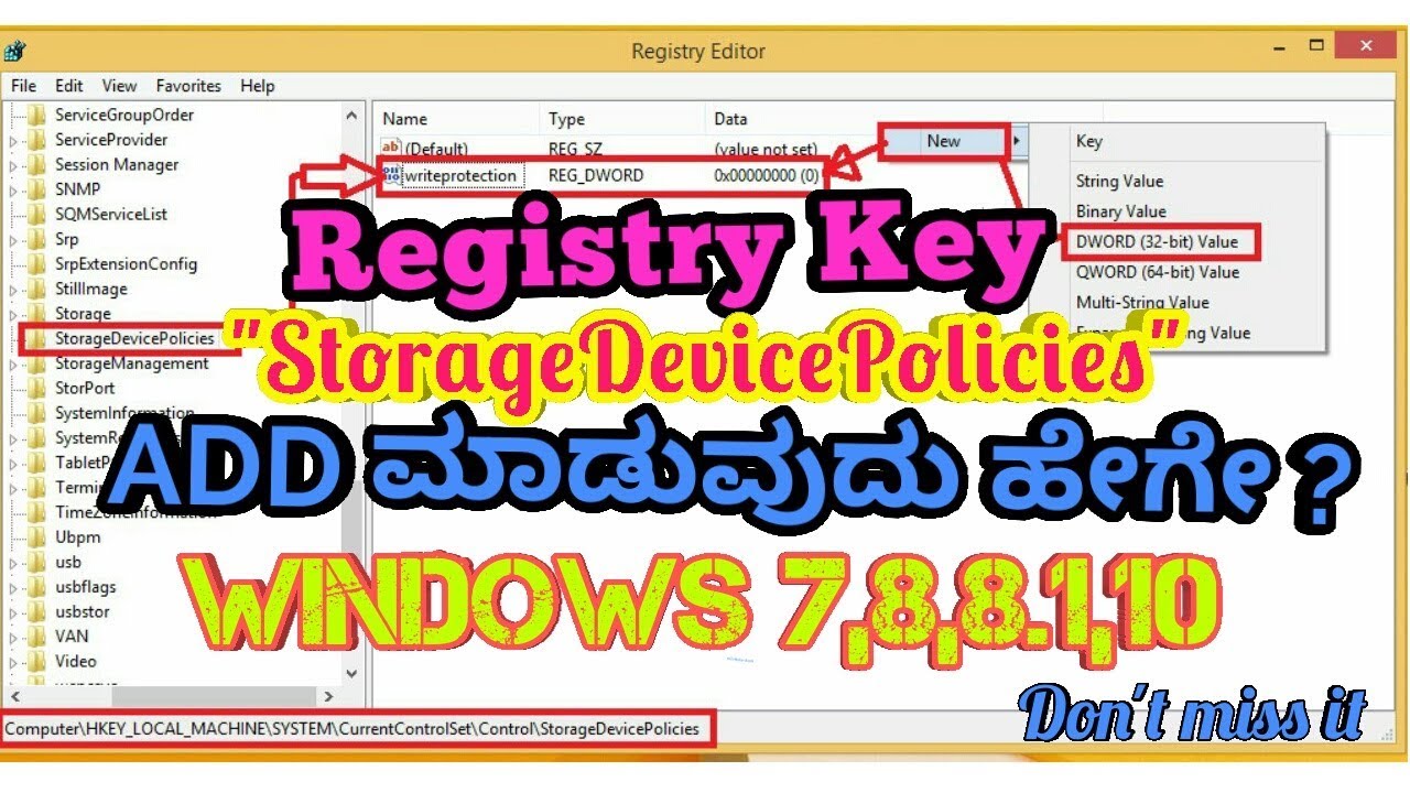 How to Add a registry key "StorageDevicePolicies".USB Pendrive write ...