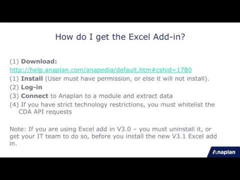Anaplan Customer Webinar: Excel Add-in v3.1 - YouTube