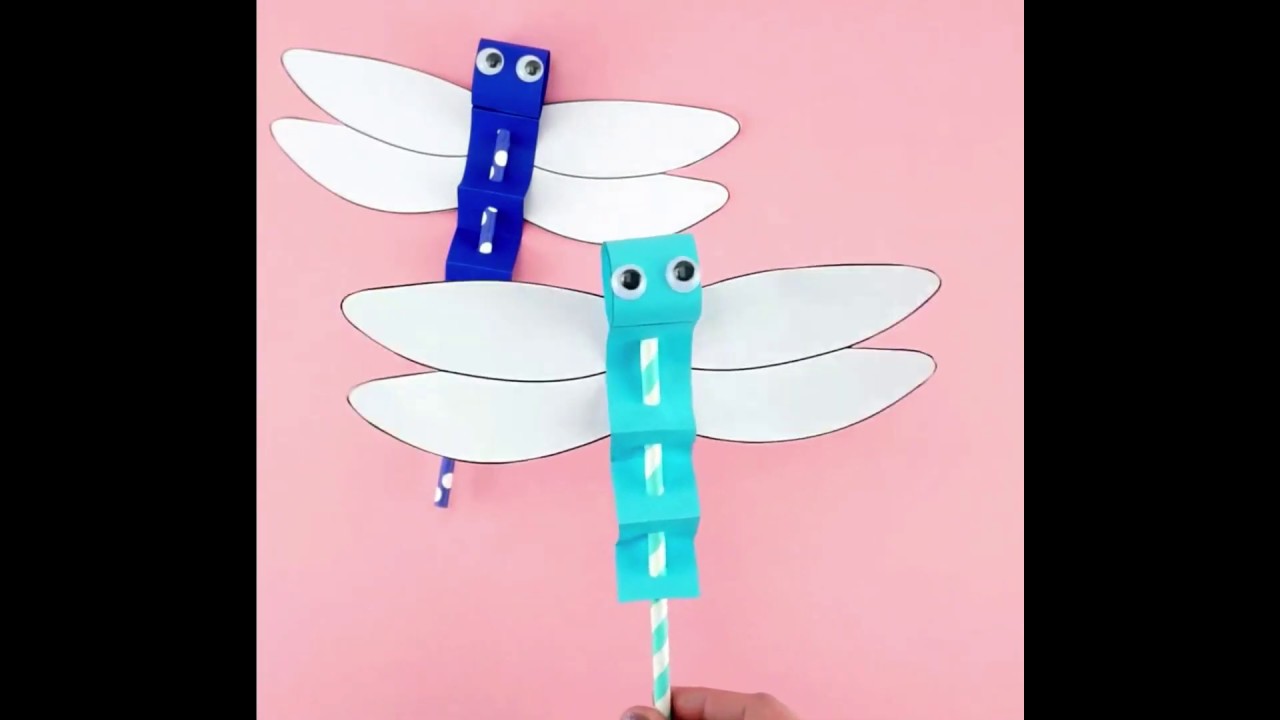 how to make paper dragonfly - YouTube