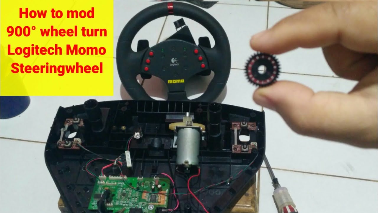 How to mod Logitech momo Steeringwheel 270 to 900 - YouTube