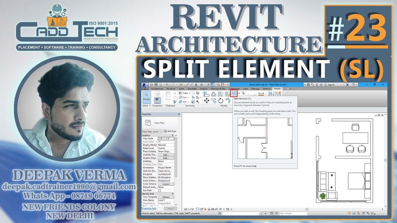 #23 | Split Element in Revit Architecture [Deepak Verma] - YouTube