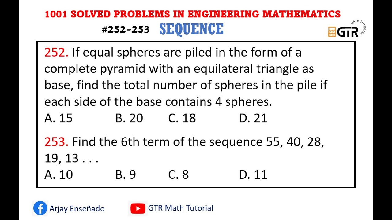 1001 SOLVED PROBLEMS IN ENGINEERING MATHEMATICS | Sequence | Day 5 #252 ...