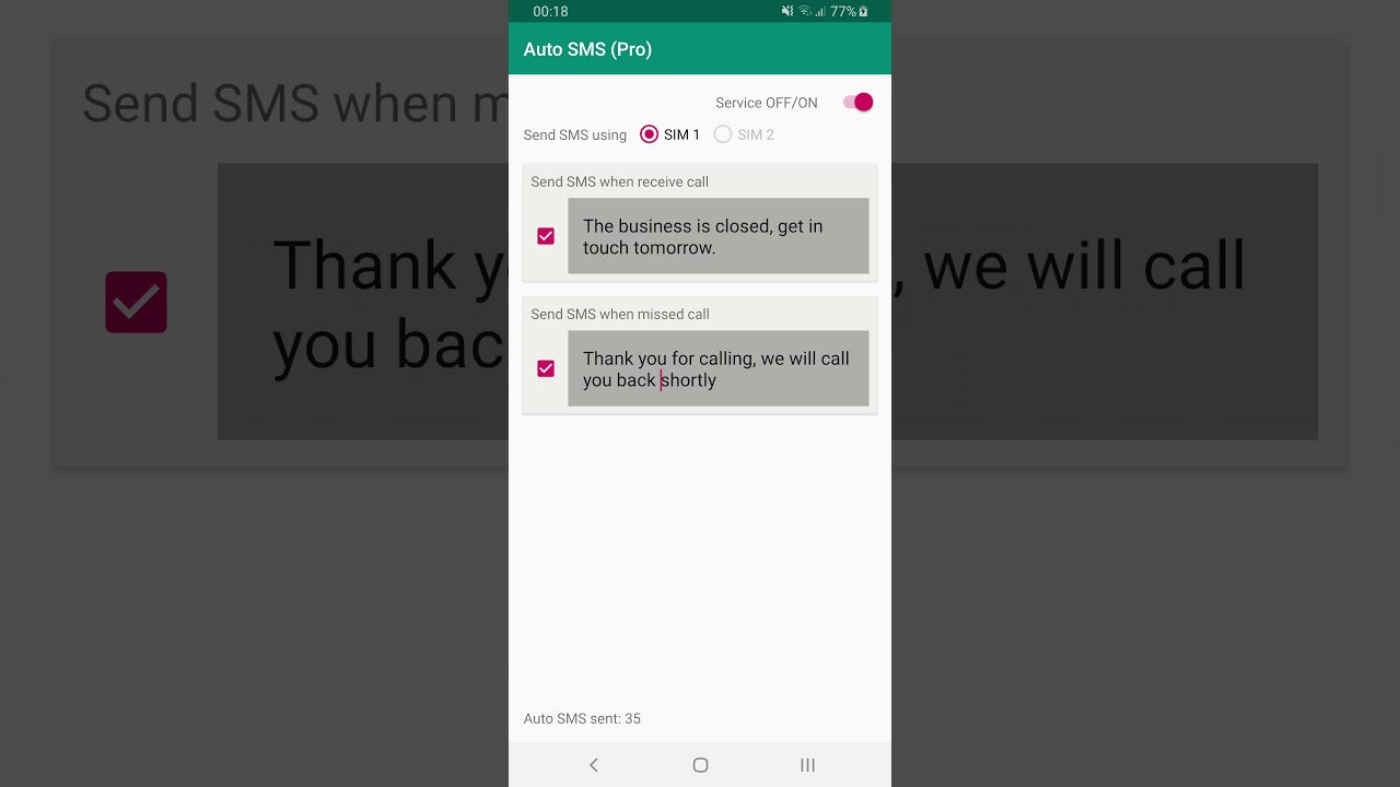 Auto SMS (Pro) - Respond to calls automatically with a SMS - YouTube