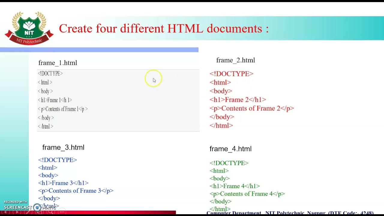 WPD co2i Pr 10 Create a web page to implement frame tag - YouTube