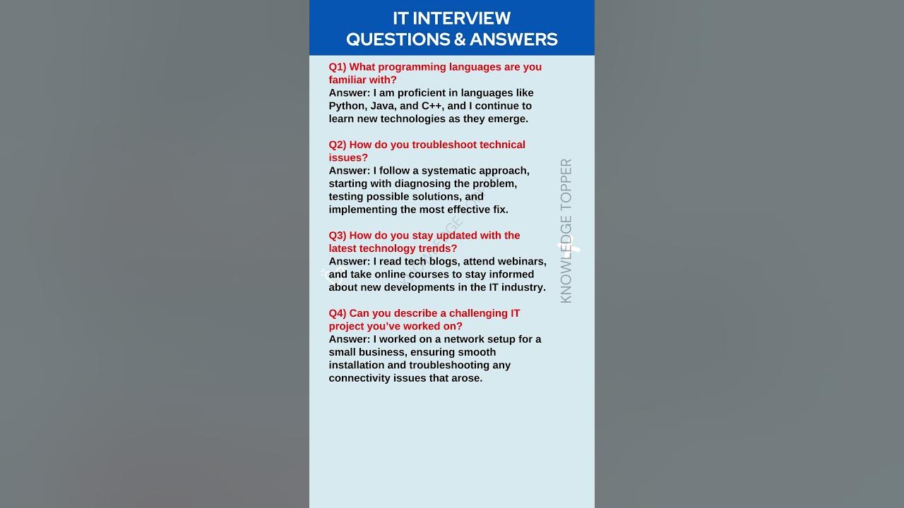 IT Interview Questions and Answers | Information Technology Interview ...