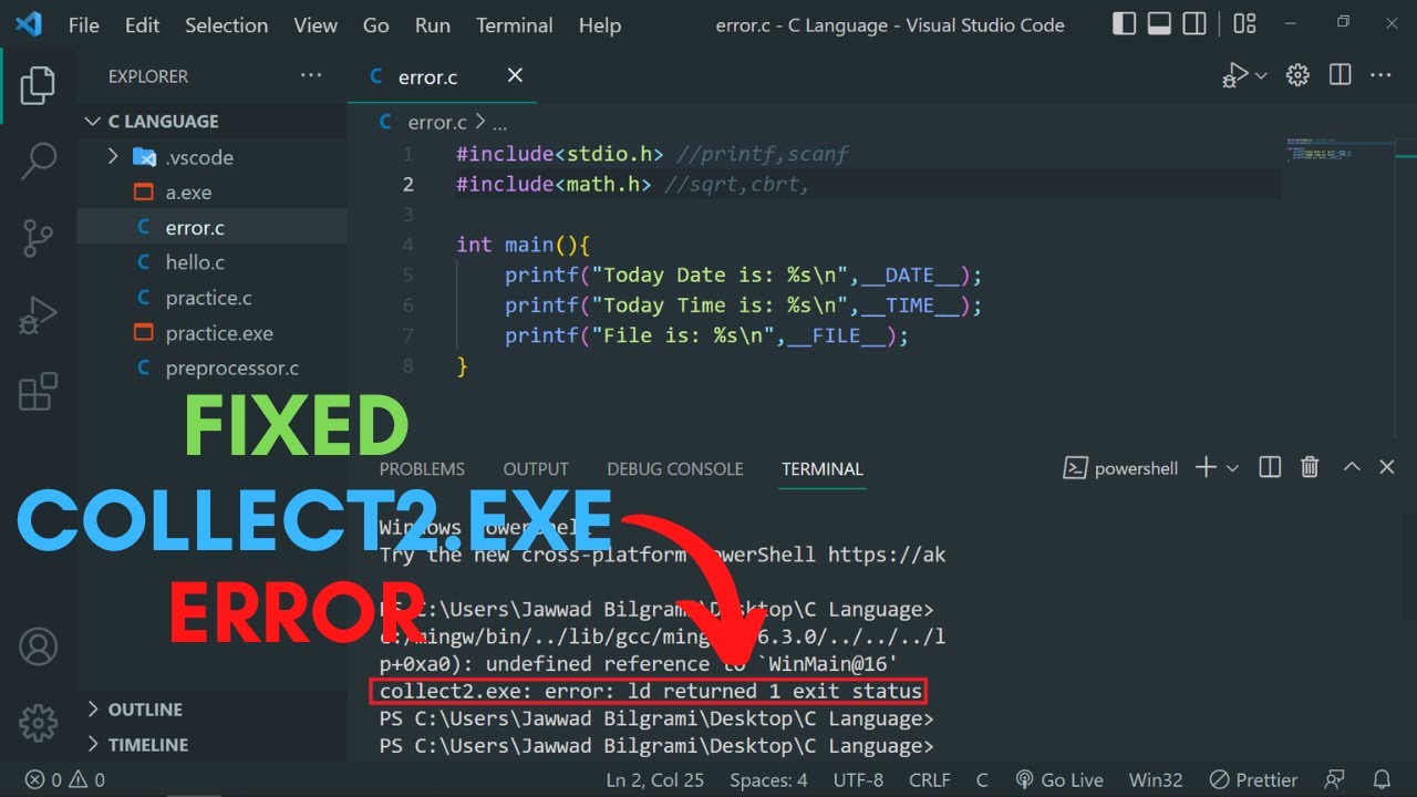 FIXED Collect2 exe Error Id Returned 1 Exit Status YouTube