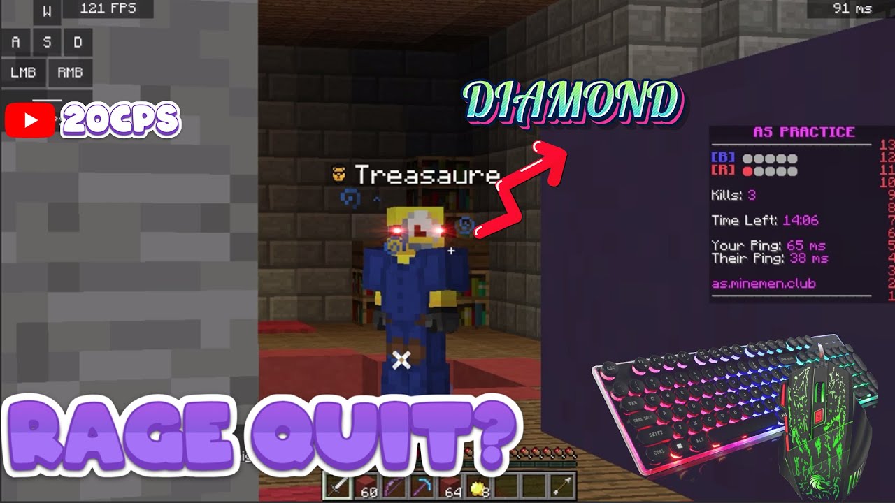 Making a diamond player rage quit in minecraft bridges (20+ cps) - YouTube