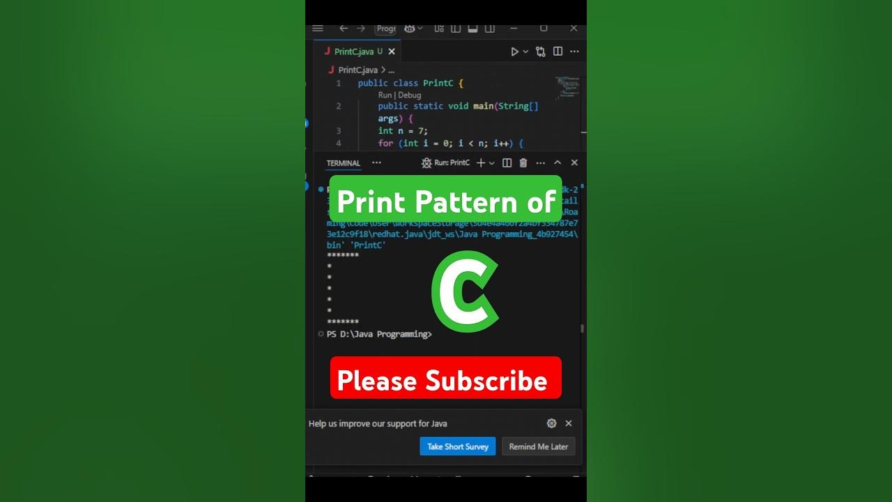 How to Print Character 'C' in Java | #shorts #java #coding #codingshorts #shortsvideo # ...