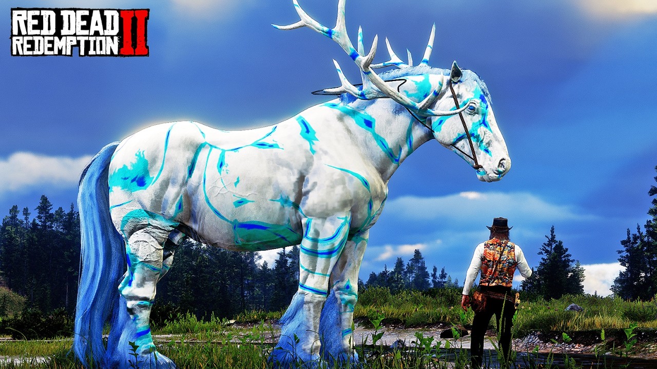 Arthur Tames the Legendary White & Blue Icy Storm Horse with Horns Near ...