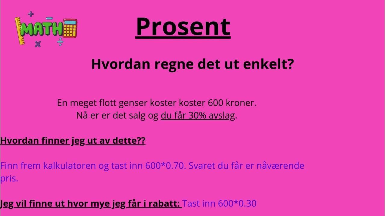 Hvordan regne ut prosent?? - YouTube