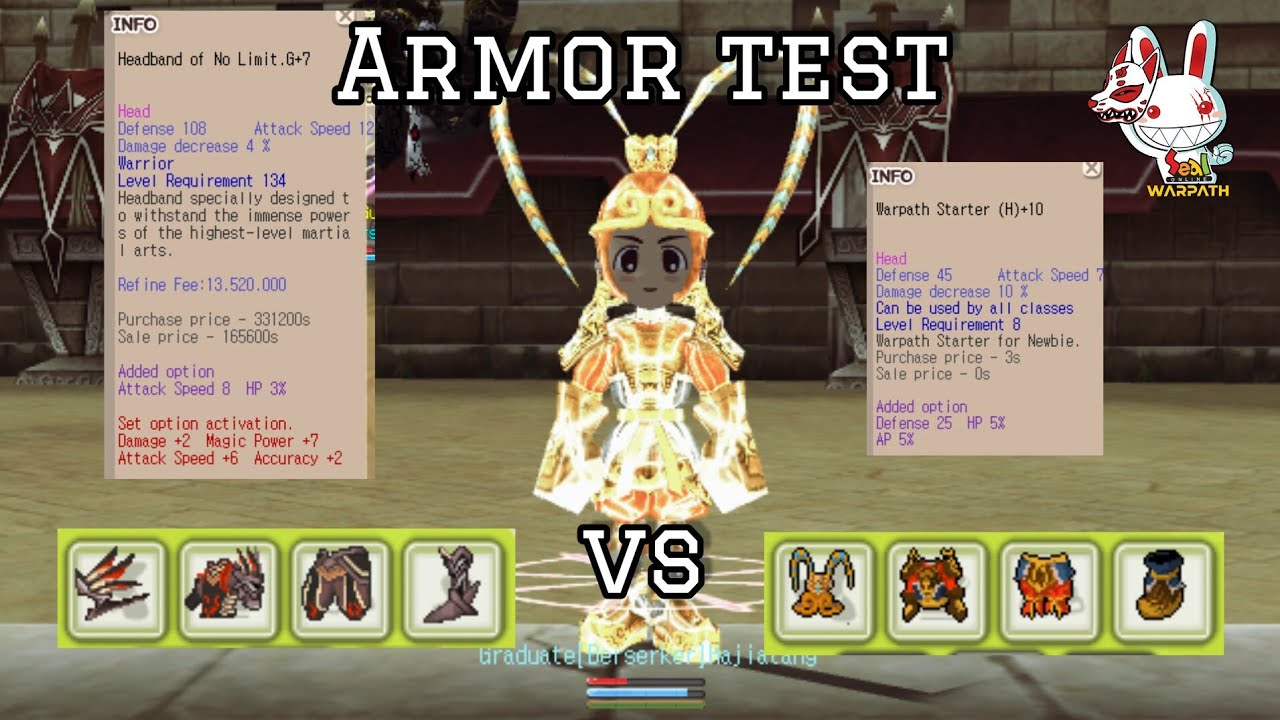 WARRIOR ARMOR TEST SEAL ONLINE NEWBIE | TUTORIAL PEMULA SEAL ONLINE ...