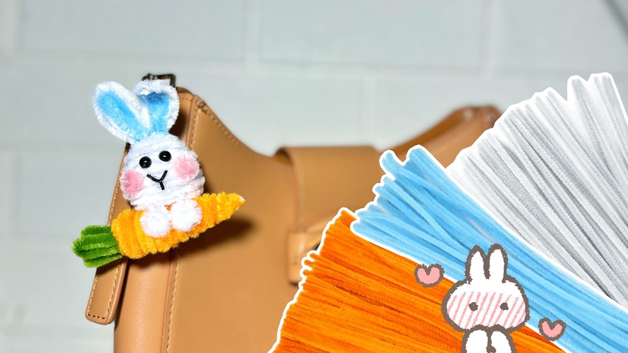 Rabbit 🐇 Keychain Making With Pipe Cleaner - Fuzzy Wire Keychain - YouTube