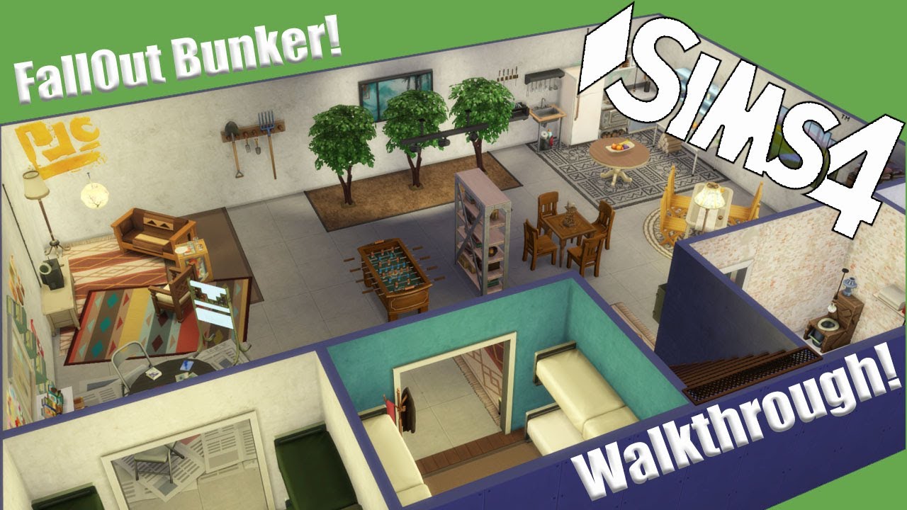 Sims 4 Fallout Bunker Build! | Full Bunker W/ Bunk Beds, and Airlock ...