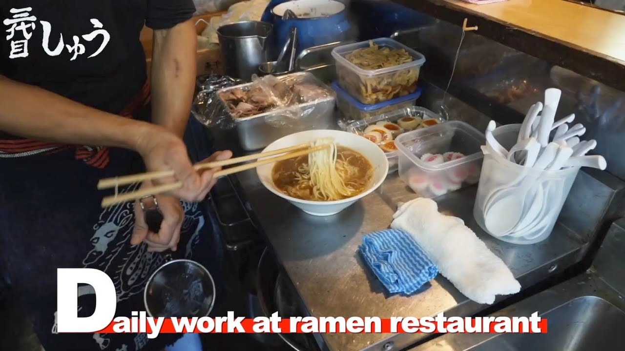 Daily work at ramen restaurant - YouTube