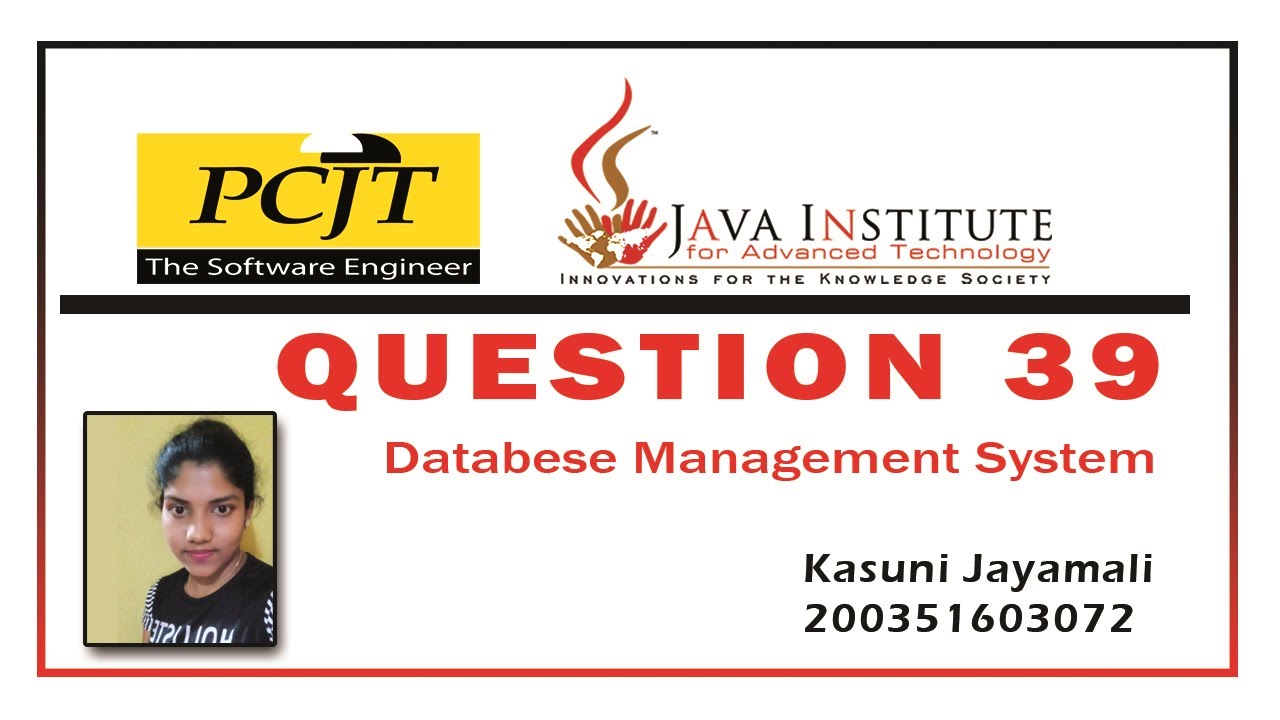 Database Management System Question Set 39 Java Institute Kasuni 5511