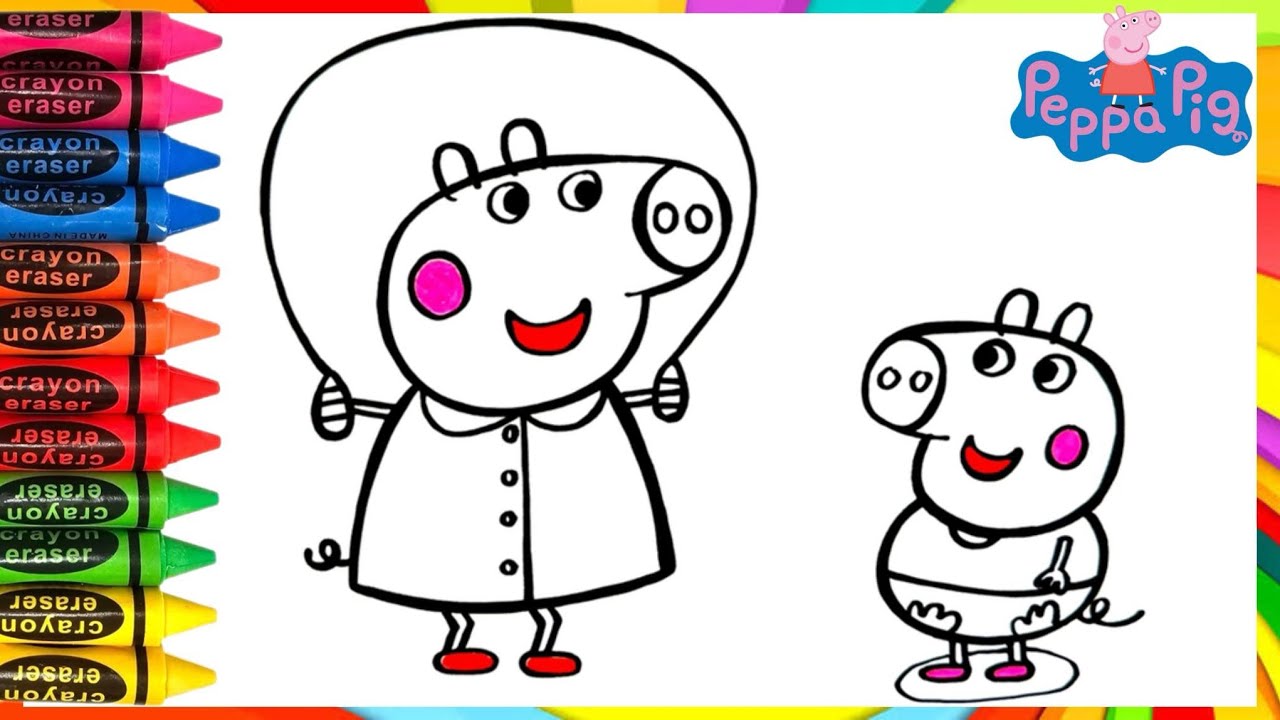 Draw Peppa Pig Skipping Rop | How To Draw Peppa Pig and George Pig ...