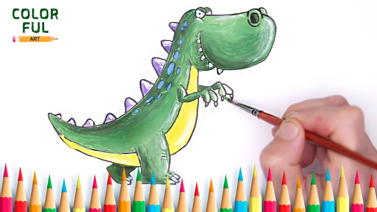 How to draw a Dinosaur T-Rex? 🦖 drawing process 🖌 for kids - YouTube