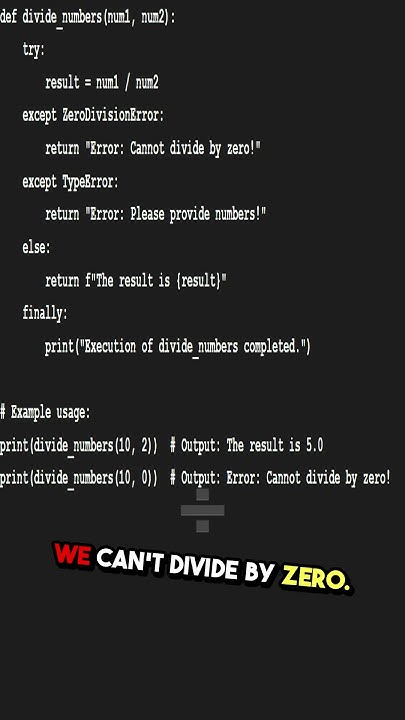 Master Python Error Handling with This Simple Division Function! # ...