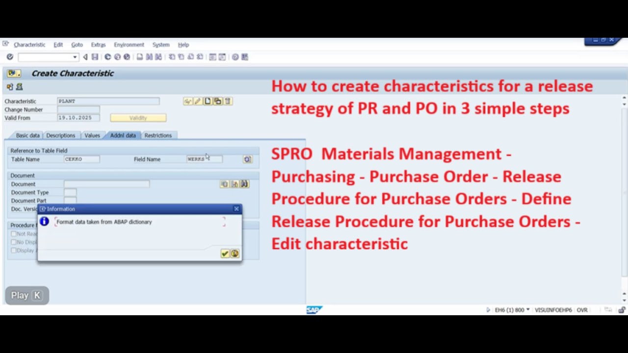 How to create characteristics for a Rel strategy of PR and PO in 3 ...