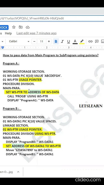 How do you pass data from Main Program to Subprogram using pointers? - YouTube