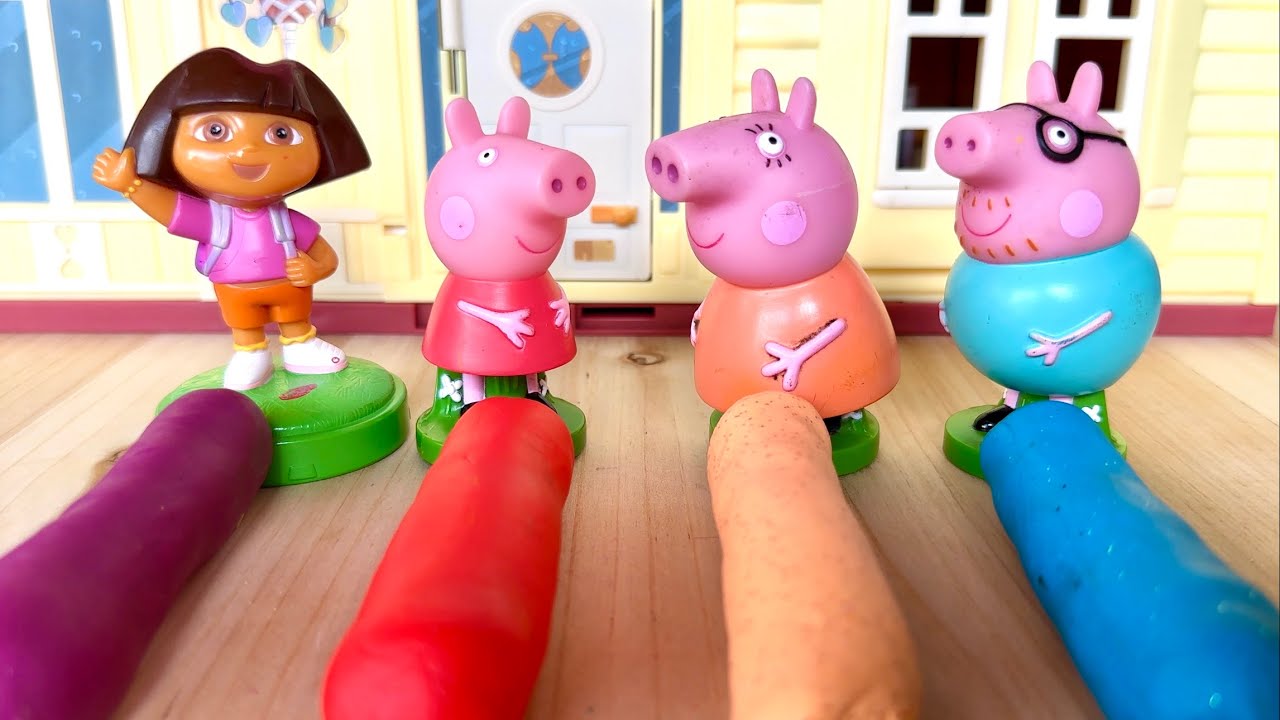 How to make Play Doh Creations | Colorful with Peppa Pig and Dora the ...