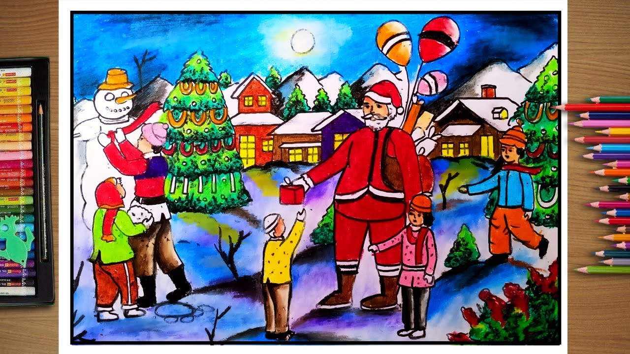 Christmas Drawing Very Easy For Beginners | Santa Claus Drawing ...