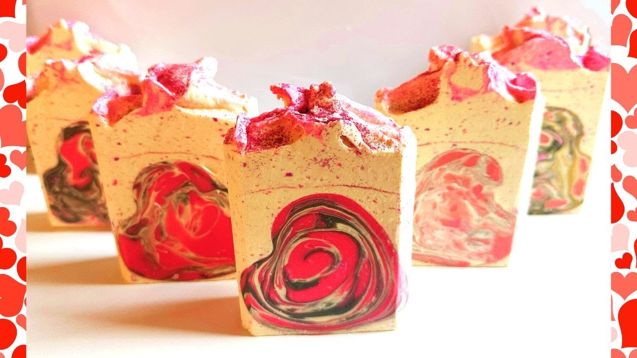 Center Heart Luv Soap ~ Cold Process Soap Heart Design - YouTube