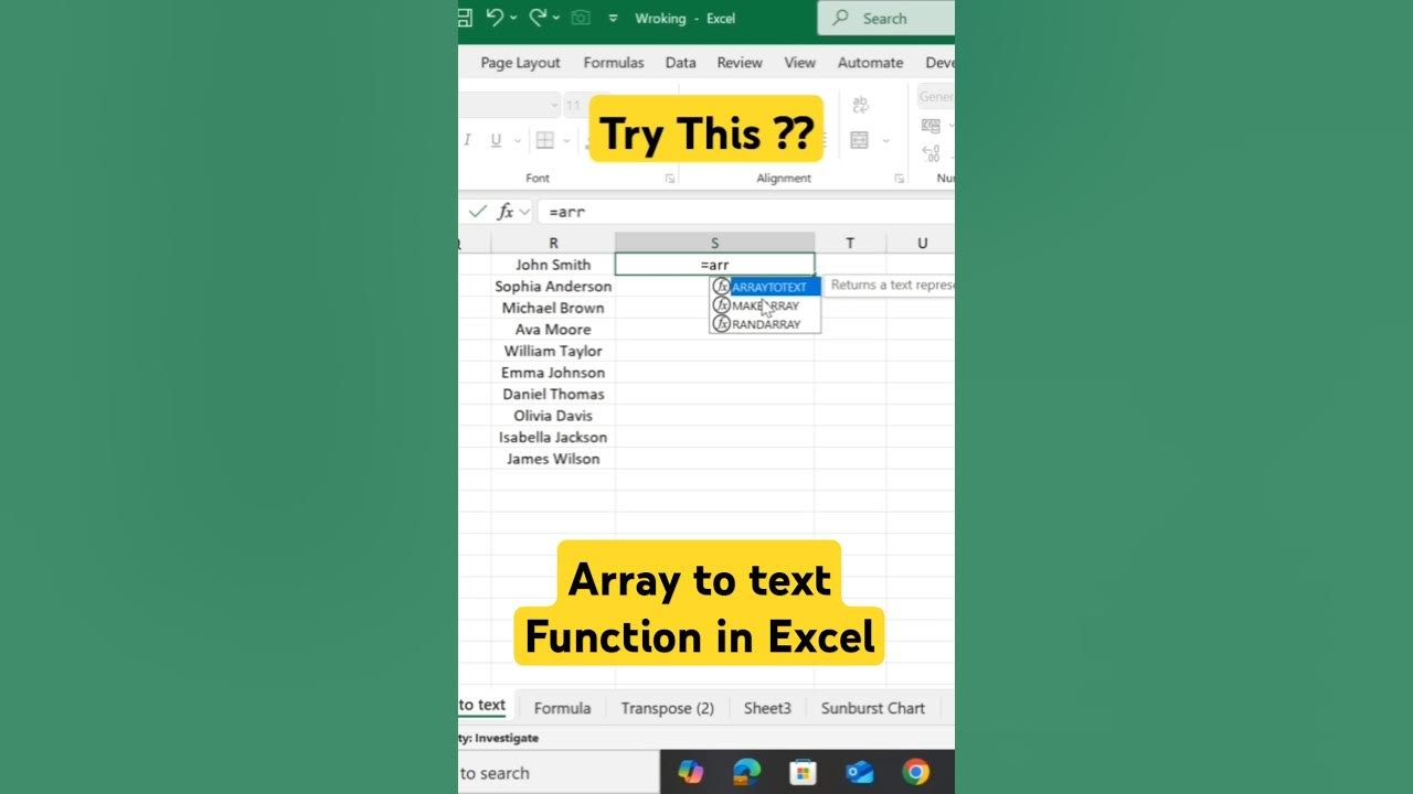 Array to Text function #excelformula #excelhacks #exceltips # ...