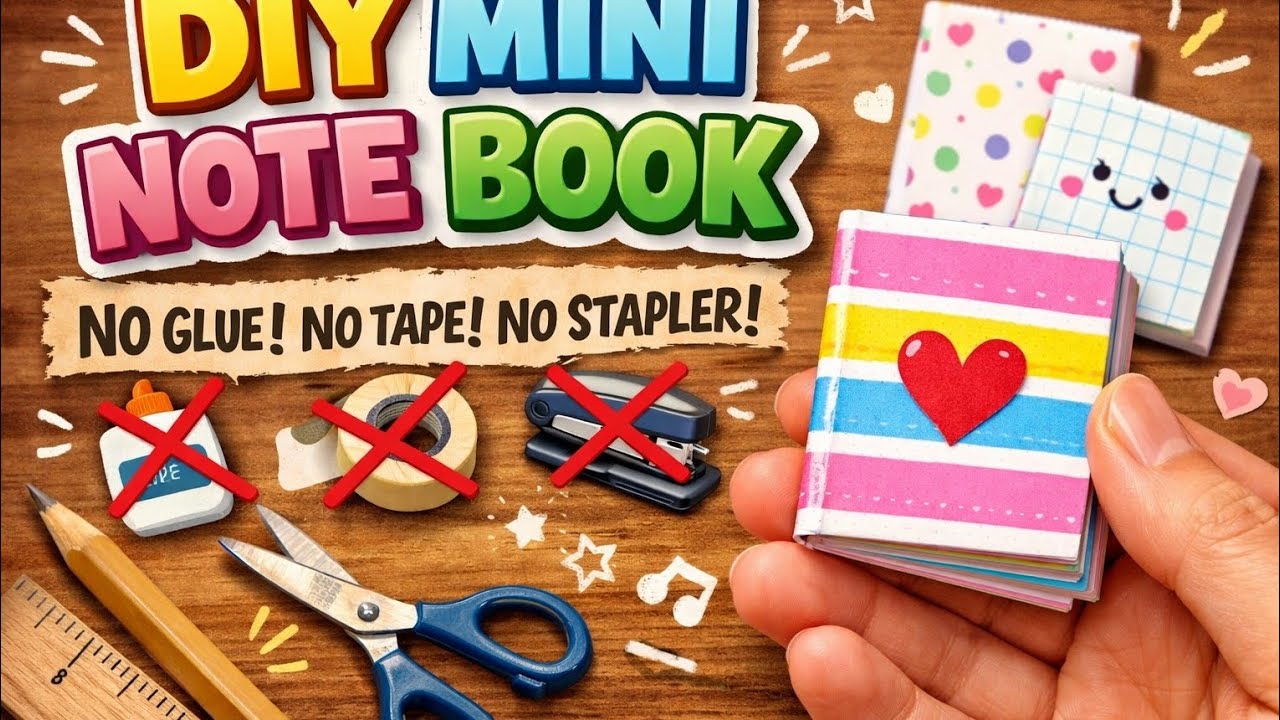 DIY Mini Notebook 📒 | Easy Paper Craft | No Glue No Tape No Stapler ...