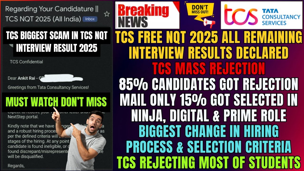 😡TCS BIGGEST SCAM IN MASS HIRING | TCS FREE NQT INTERVIEW RESULT OUT ...