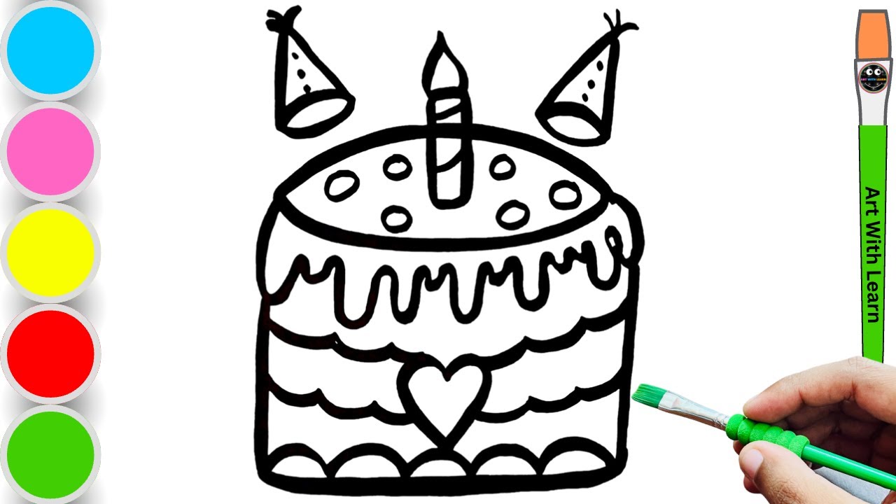 Birthday Cake Drawing, Painting and Coloring for Kids and Toddlers ...