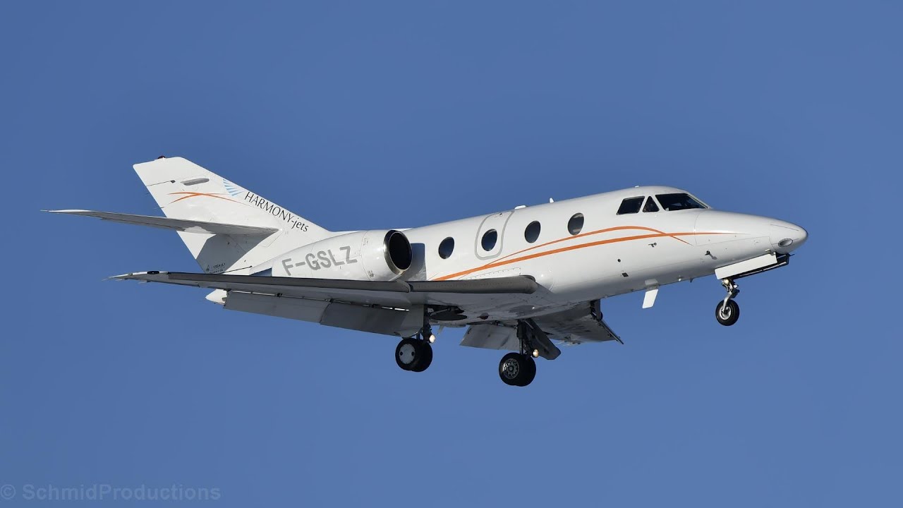 RARE!!! Falcon 100 landing runway 14 at Zürich-Kloten (with live ATC ...