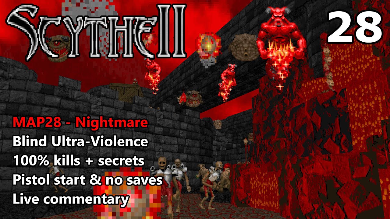 Doom II: Scythe 2 - MAP28 (Nightmare) - Blind Ultra-Violence 100% - YouTube