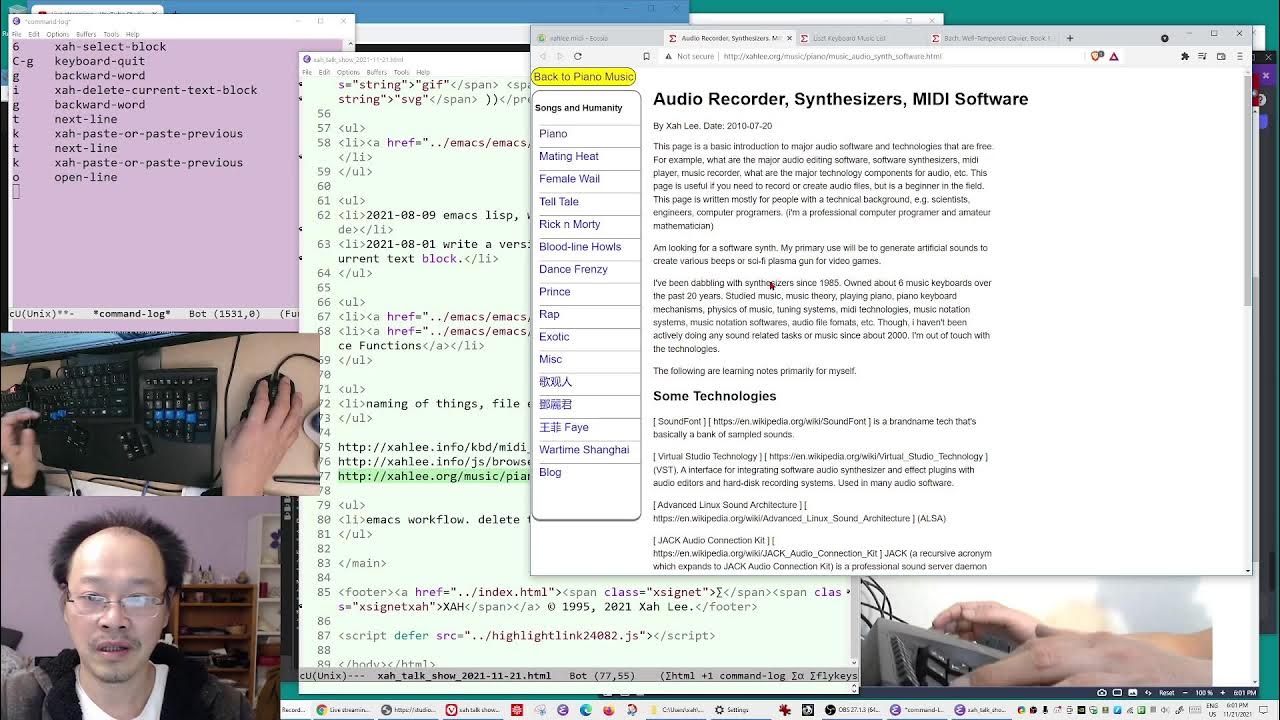 Xah Talk Show 2021-11-21 Emacs Lisp Coding, Video File Extension/Suffix, Midi - YouTube