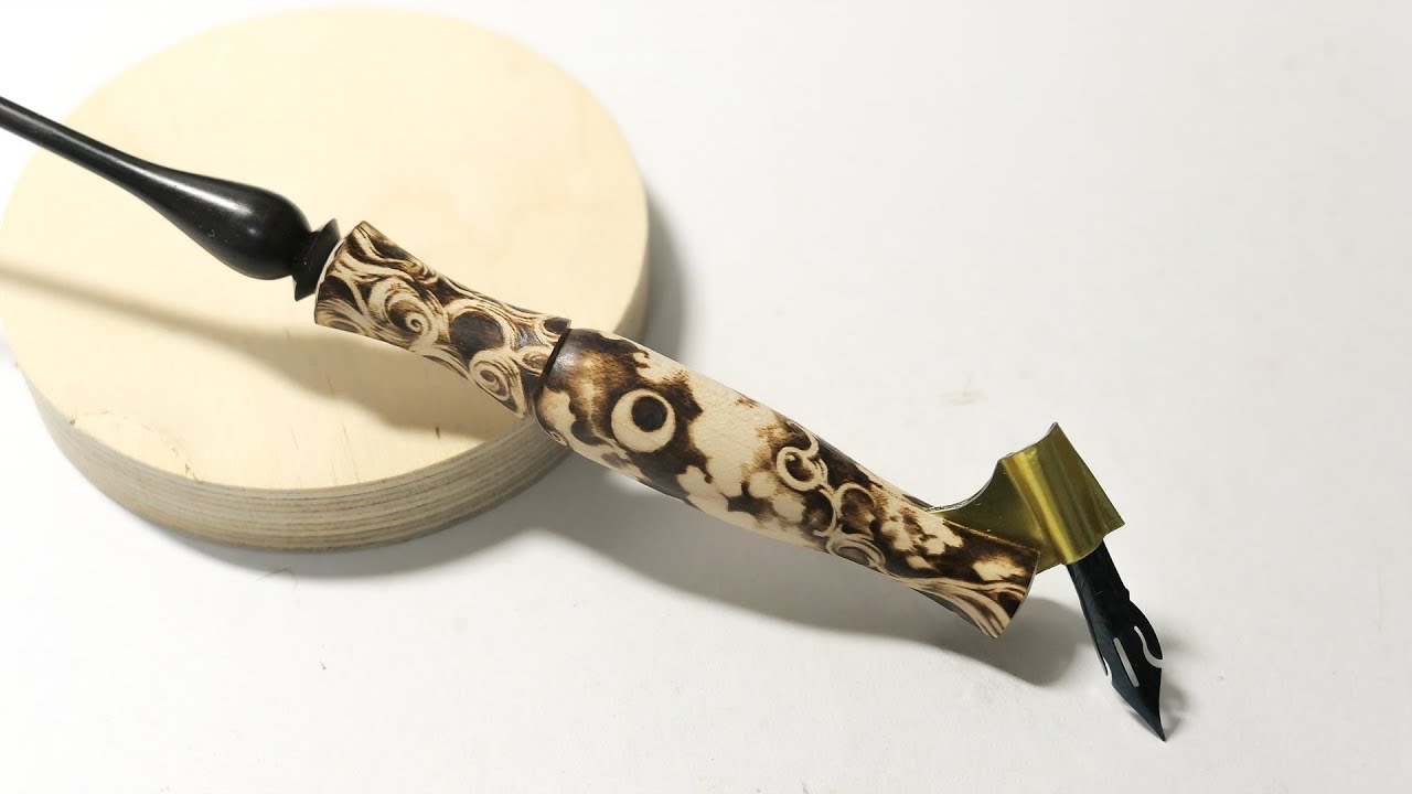 Oblique pen holder Pyrography / Woodburning - YouTube