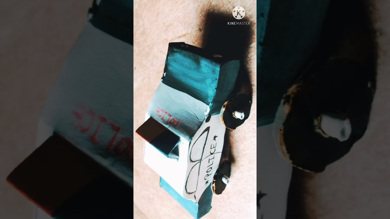 How to make cardboard police car - YouTube