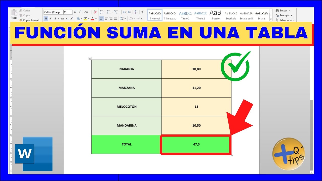 Cómo SUMAR AUTOMÁTICAMENTE en una TABLA en WORD - YouTube