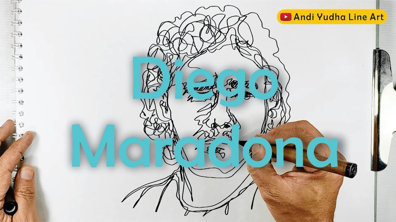 How to Draw Diego Maradona - One Line Drawing - YouTube