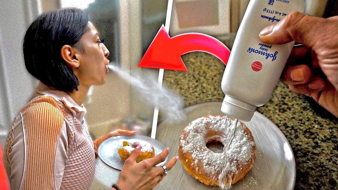 Baby Powder Doughnut Prank on My Girlfriend! - YouTube