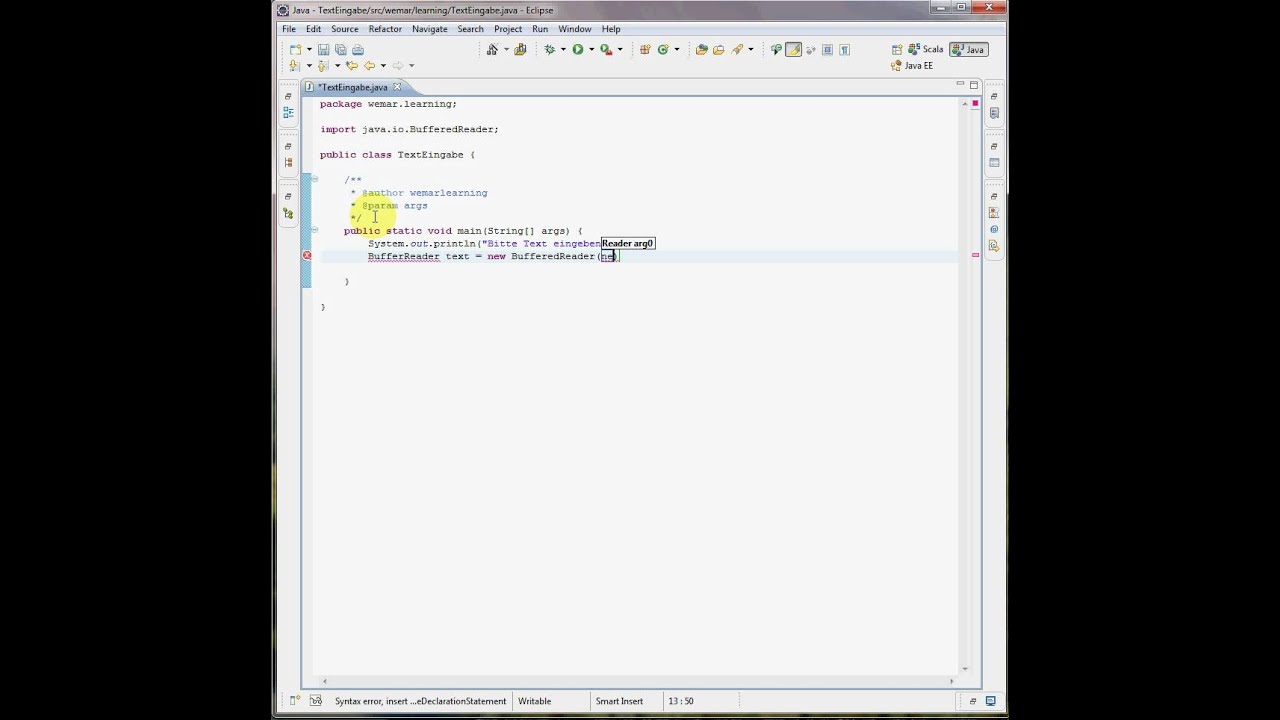 Java Eclipse Texteingabe Bufferdreader InputStreamReader - YouTube