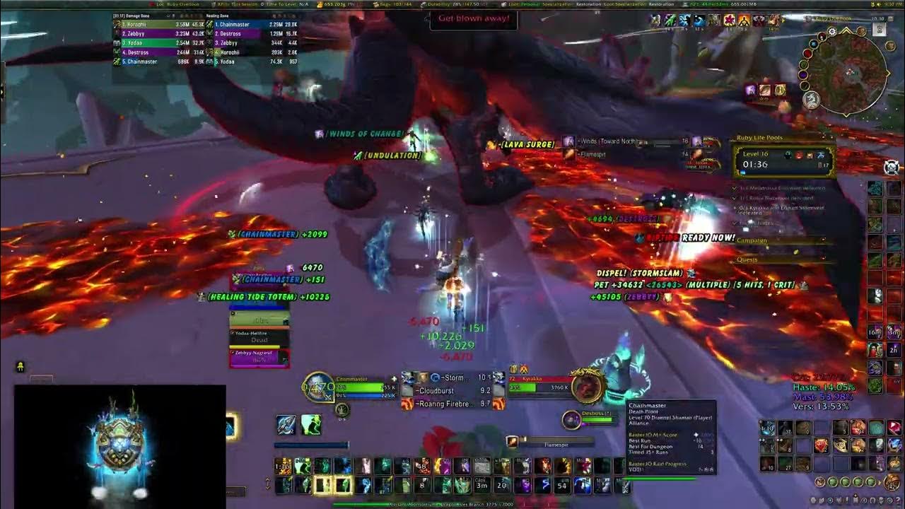 WoW Dragonflight M16 Ruby Life Pools Kyrakka Fortified Raging Quaking Thundering Resto Shaman ...