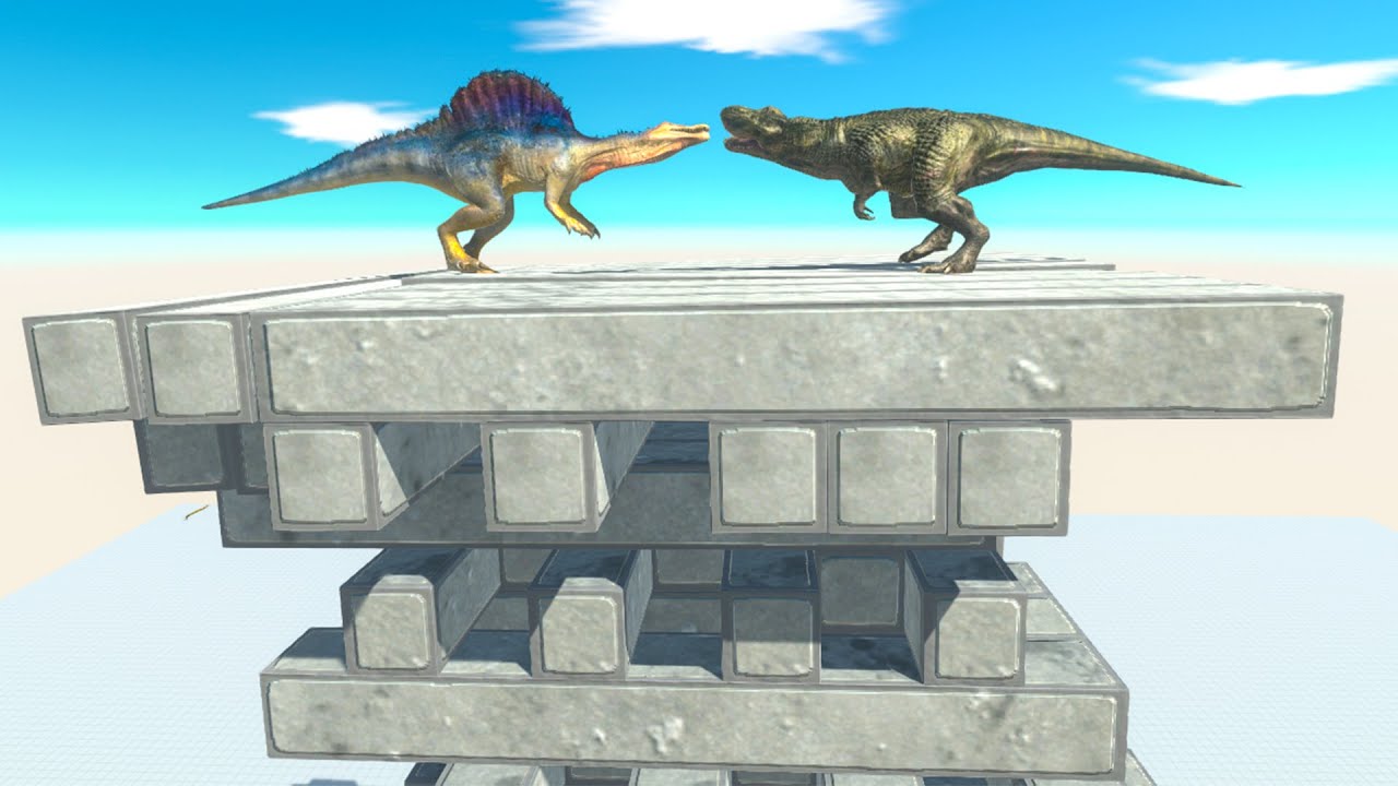 1 vs 1 Dinosaur Tournament on Wobbly and Unstable Building - Animal ...