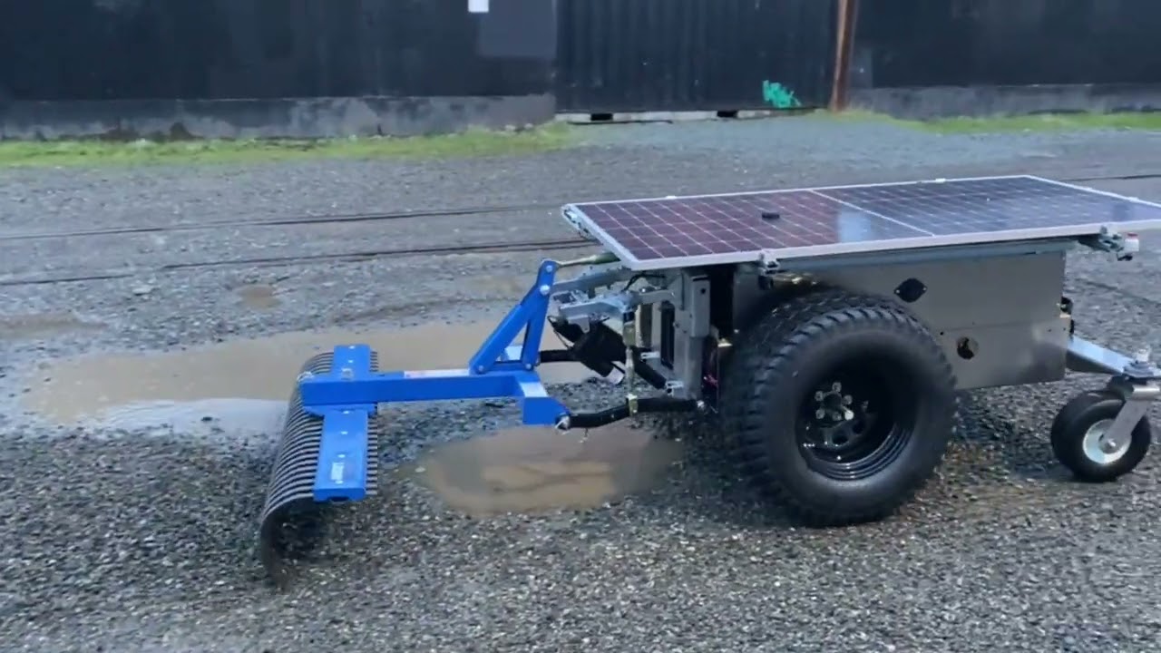 Land Care Robot Grading a Gravel Road with 3PT Landscape Rake - YouTube
