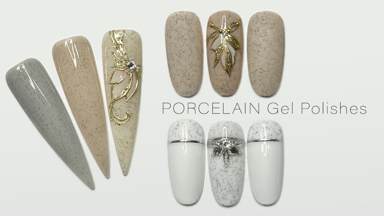 Porcelain Gel Polishes with Quick Nail Art - YouTube