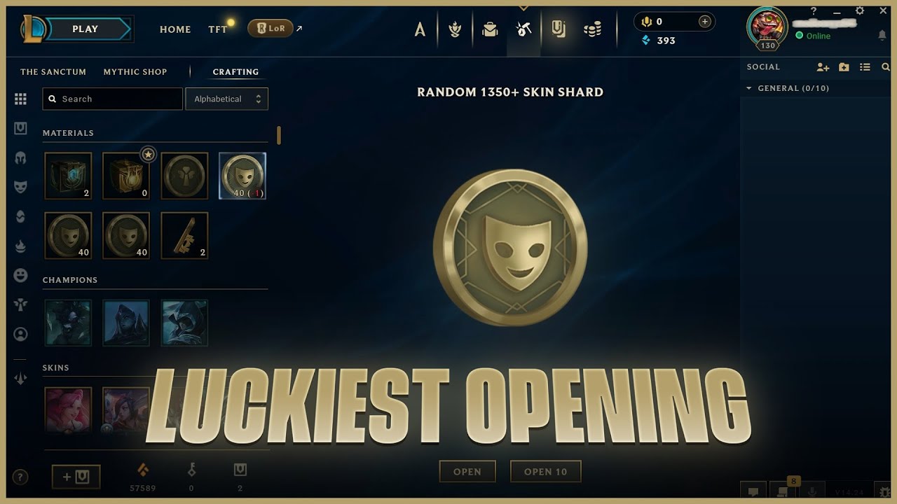 120x Luckiest Skin Shard Opening - League Of Legends - YouTube