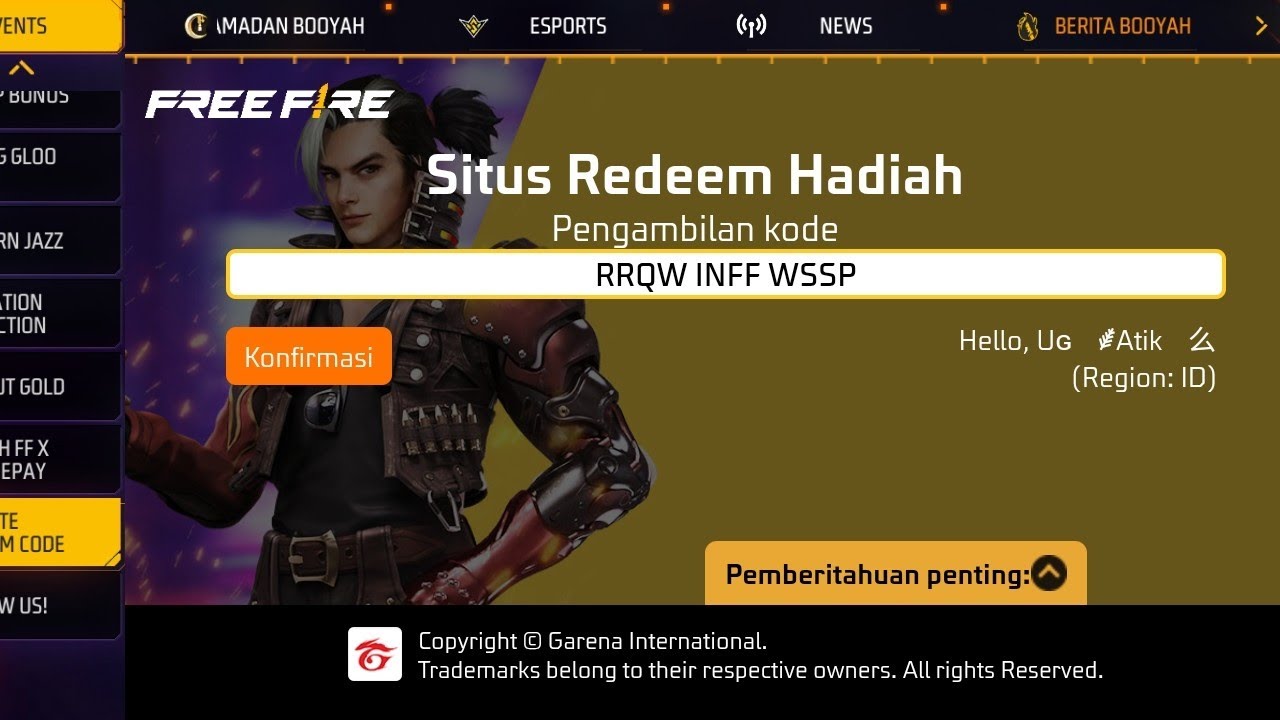 Indonesia server new redeem code again|| ff indonesia server new event ...