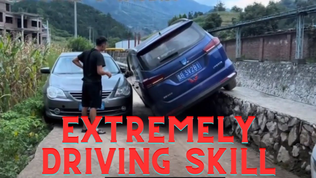 Extremely driving skill, two drivers meet on a narrow road - YouTube
