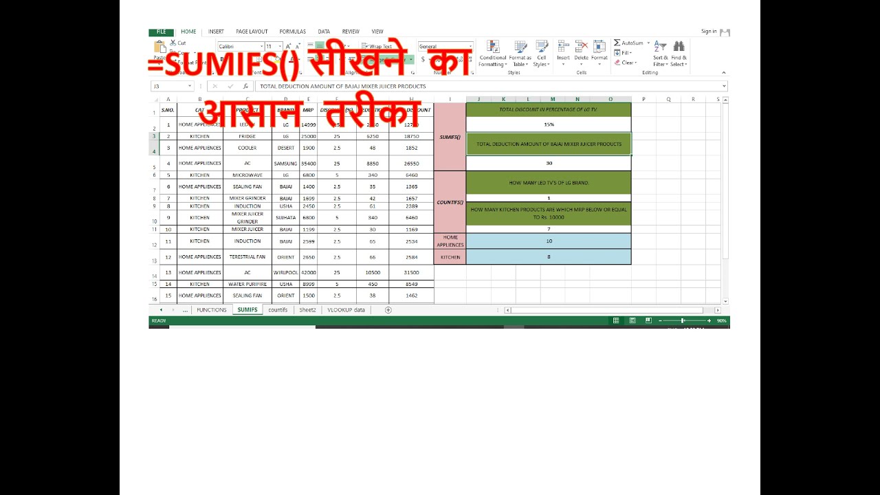 How to work =sumifs() formula with example (JYOTI COMPUTER INSTITUTE ...